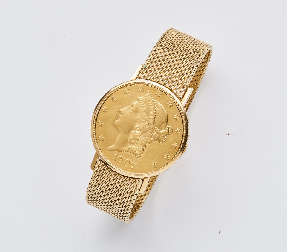 1907 $20 Liberty Gold Coin Wristwatch