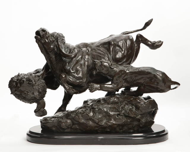 David Schaefer Bronze Group Lions & Buffalo