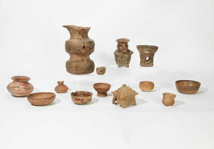 Thirteen Mesoamerican Pottery Vessels & Fragments