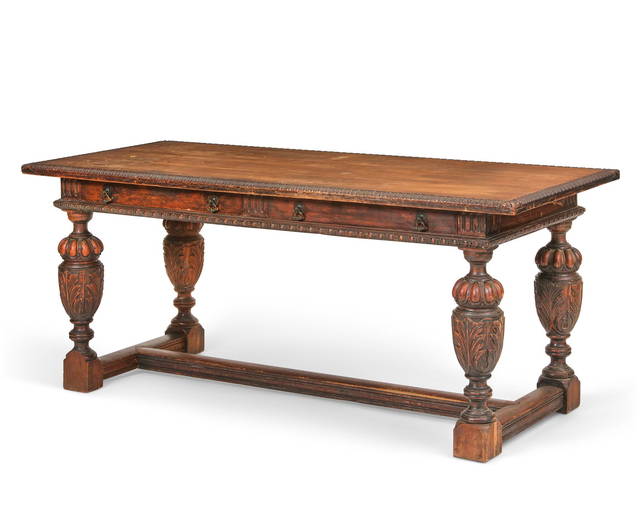 An Elizabethan style mixed wood library table (#0292) on Sep 27, 2021 ...