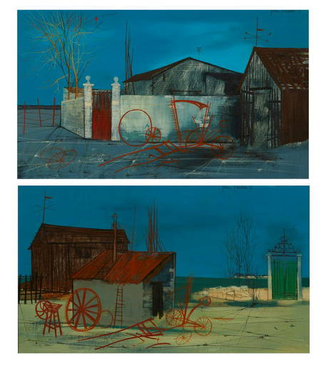 Jean Porcher, Wagons Before Buildings, 1957 (2)