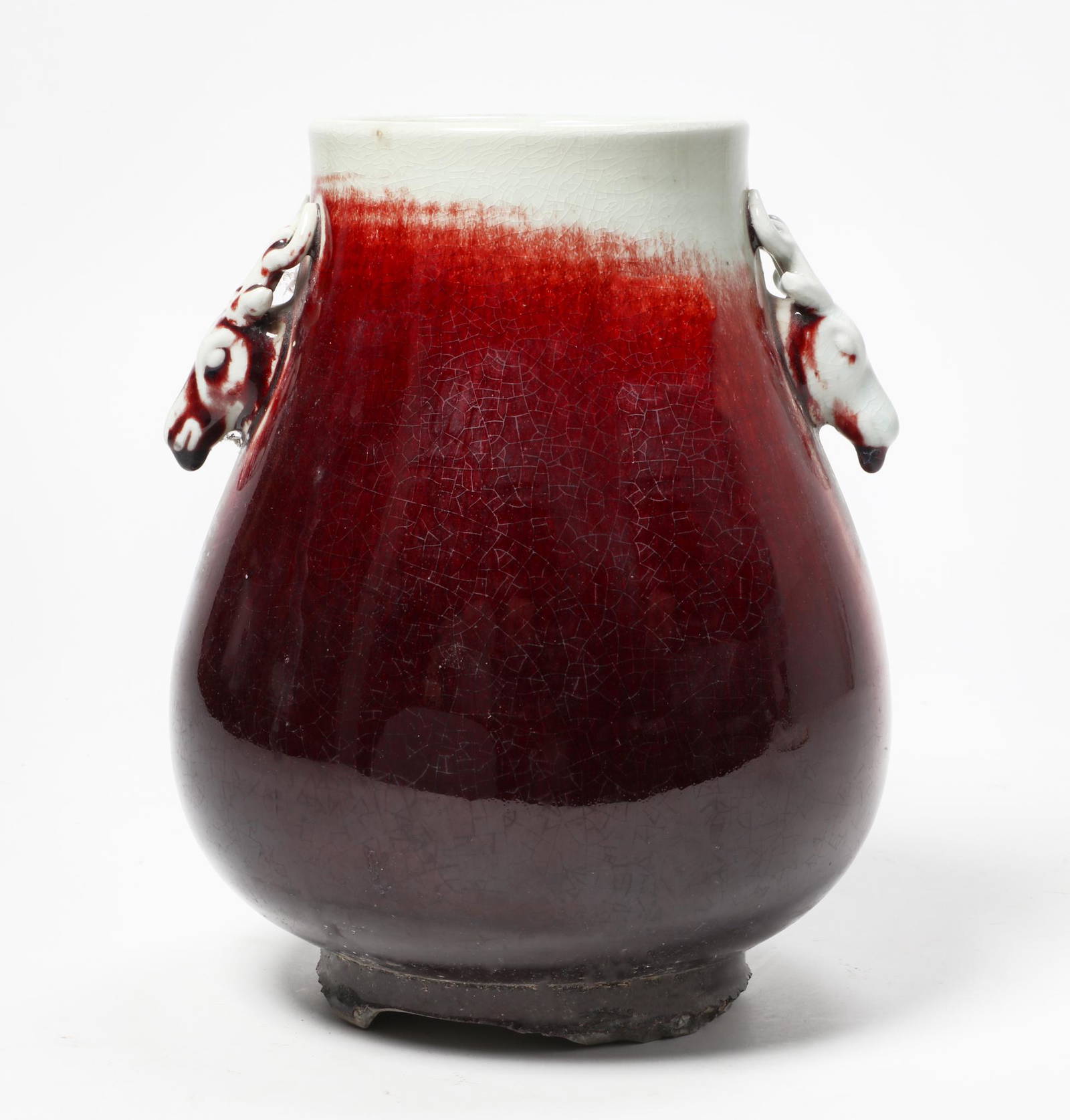 A Large Chinese Red Flambe Glazed Porcelain Vase Auction