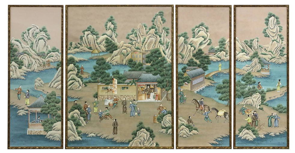 Five Chinese Painted Panels
