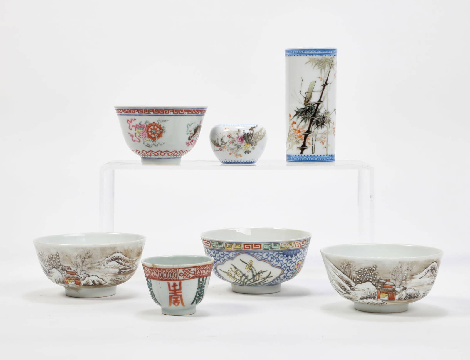 Seven Chinese Porcelain Tabletop Articles Auction