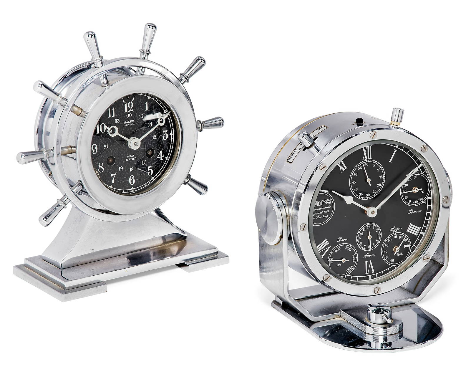 Two Chrome Desk Clocks Auction