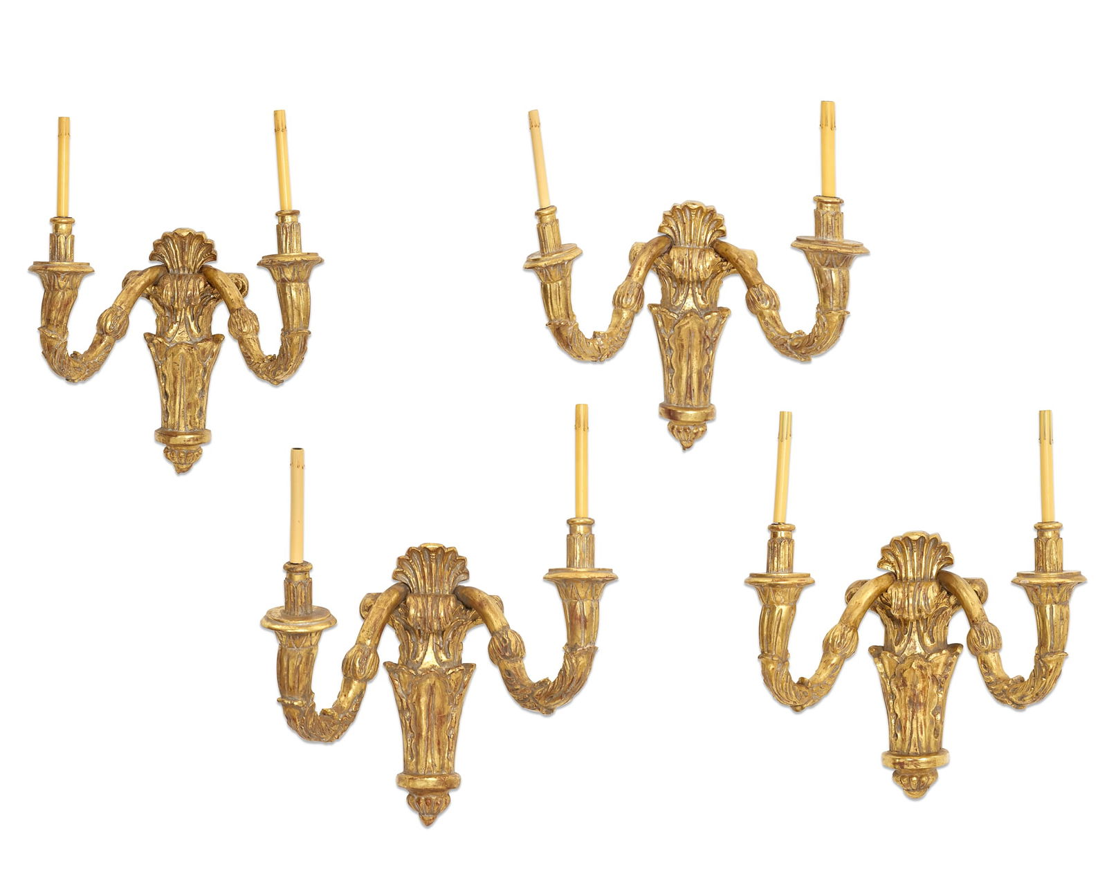 Four Neoclassical Style Giltwood Wall Lights