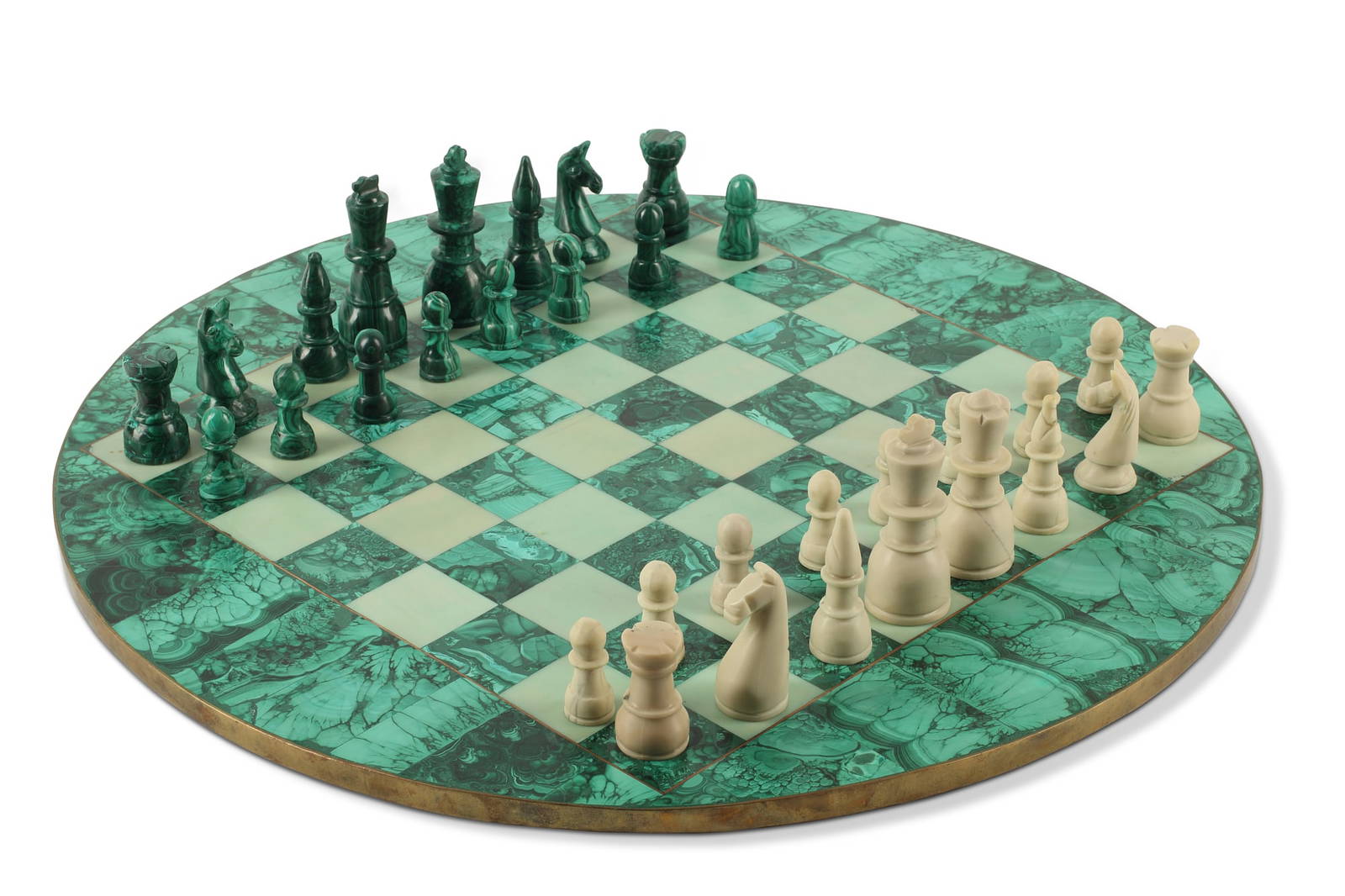 A Malachite, And Stone Chess Set And Board Auction