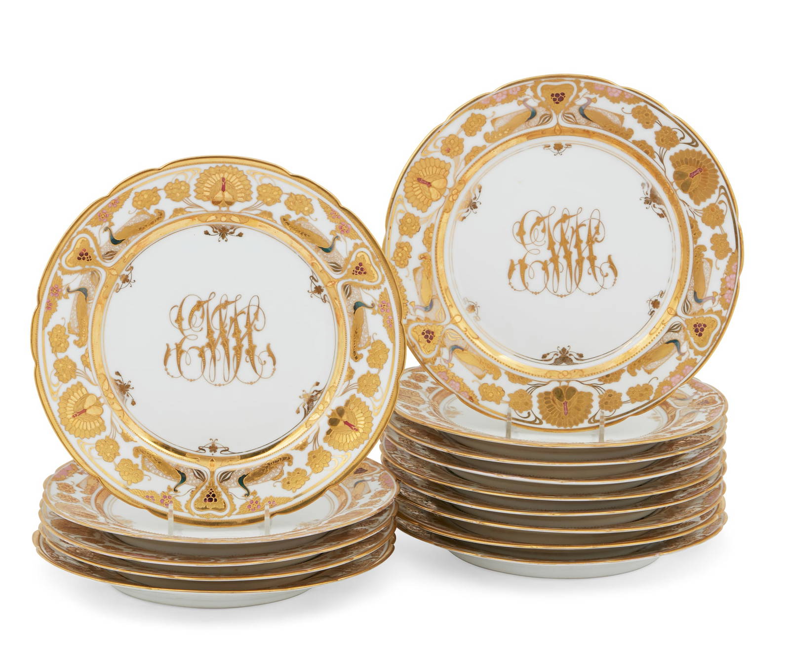 A Set Of Fourteen German Porcelain Plates Auction
