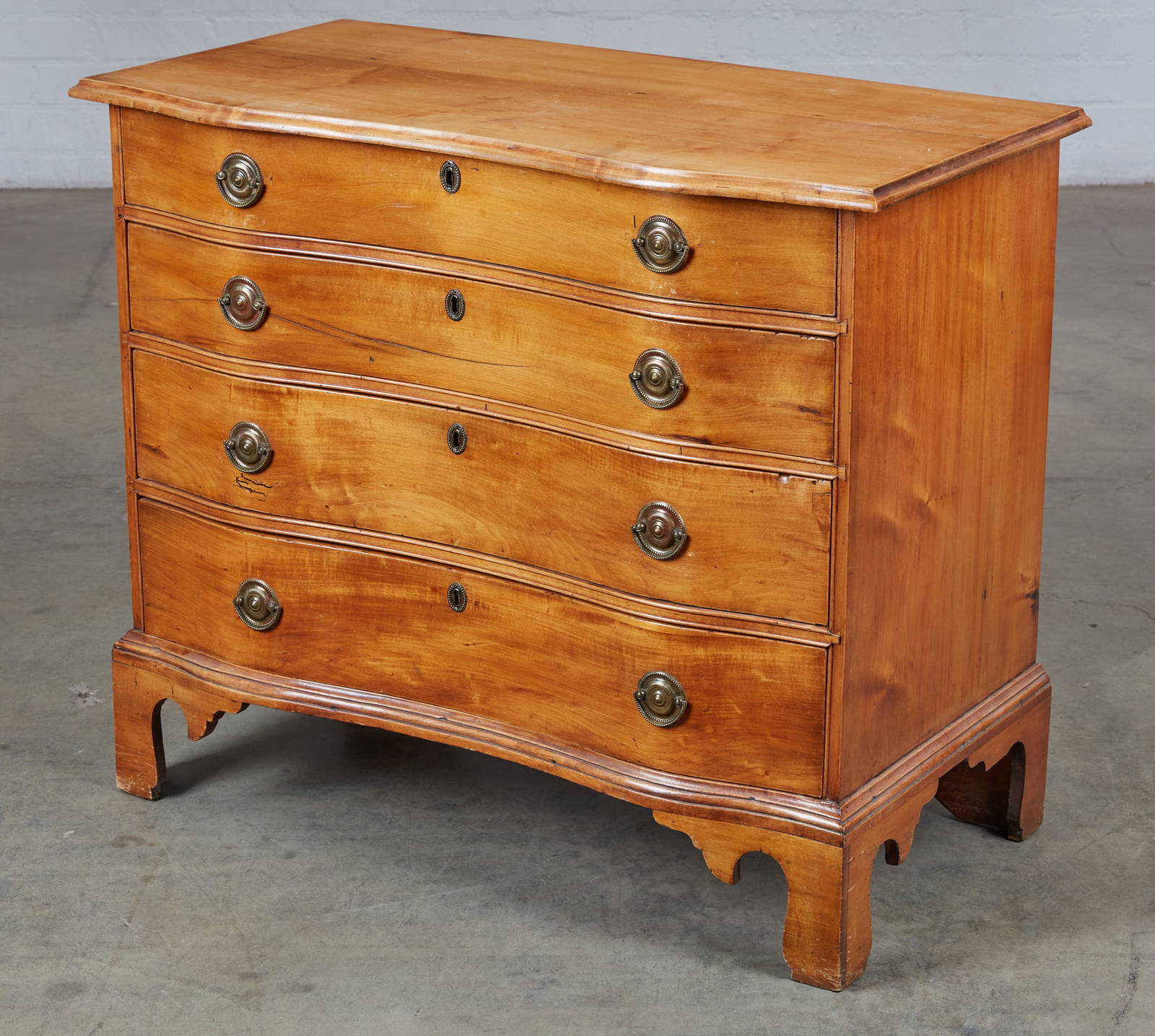 A Chippendale Maple Oxbow Front Chest Of Drawers Auction