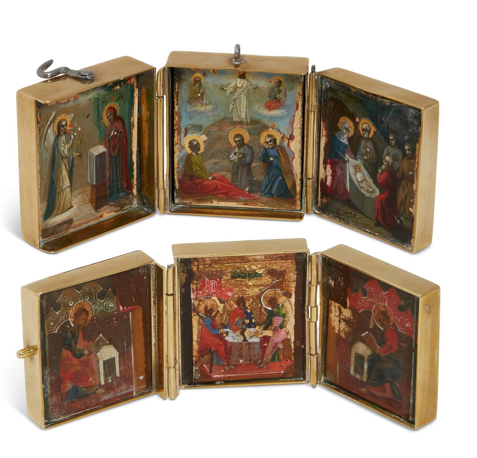 Two Russian Triptych Traveling Icons Auction
