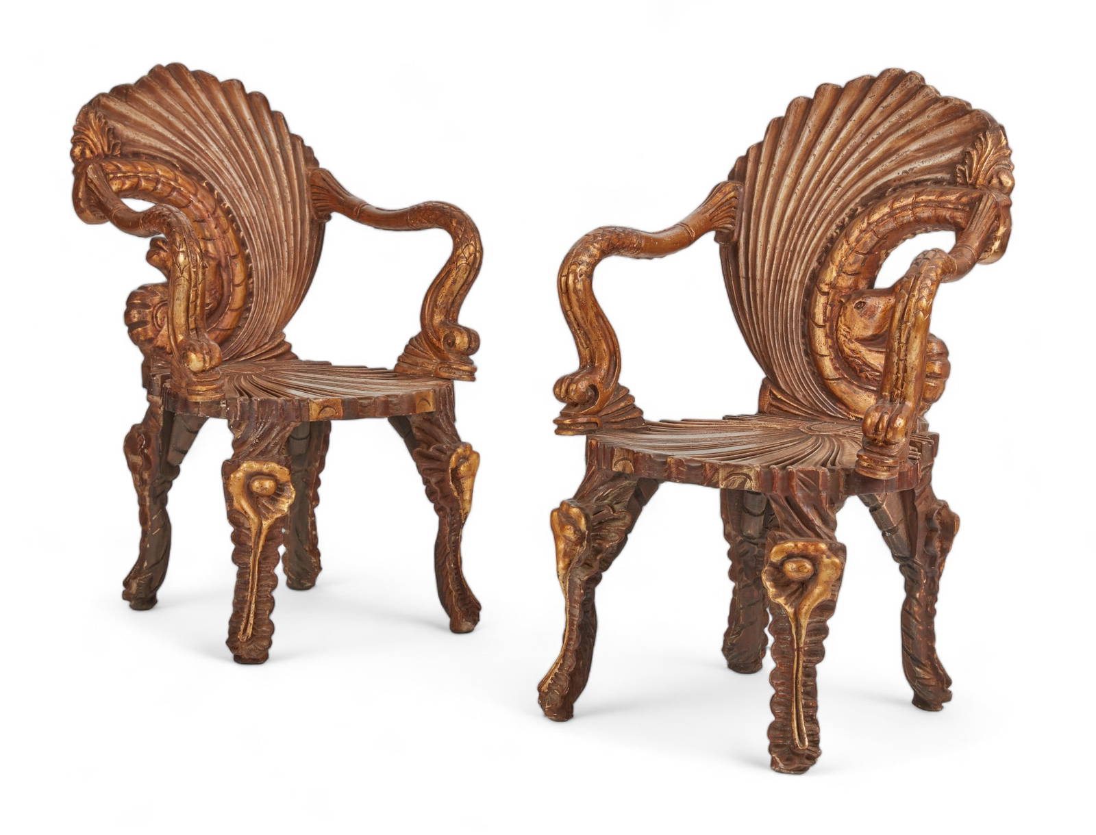 A Pair Of Italian Rococo Style Grotto Chairs Auction