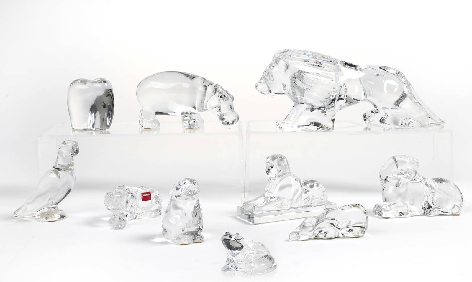 Ten Baccarat Clear Glass Models Of Animals Auction