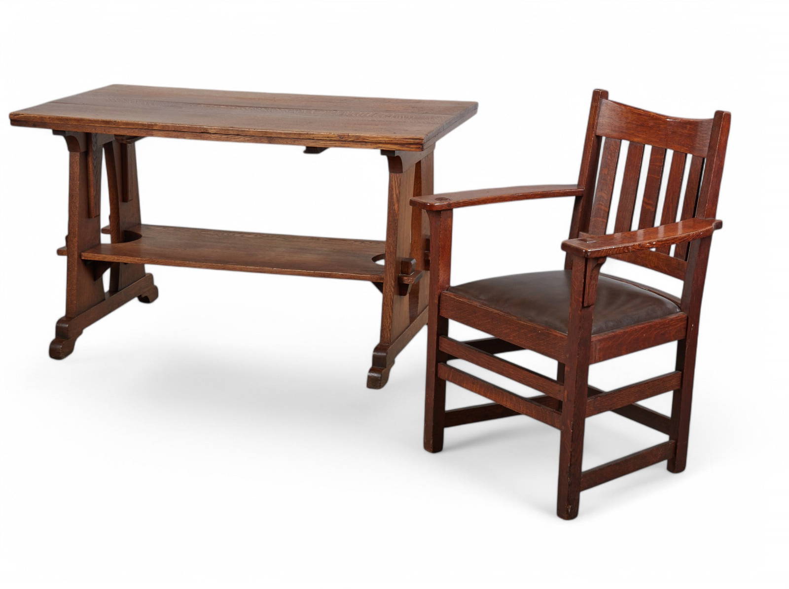 American Mission Library Table & Limbert Armchair Auction