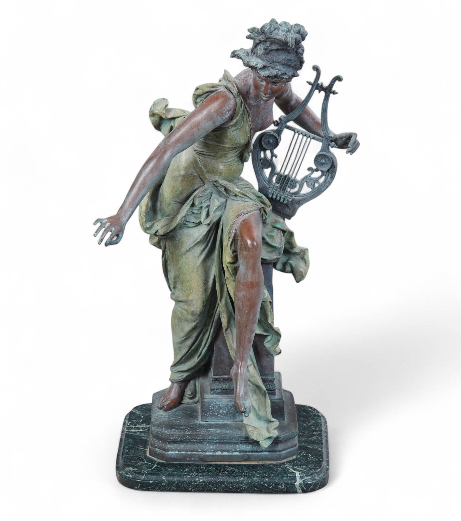 A Bronze Model Of A Woman With A Lyre Emblematic Of Music: Hors ...
