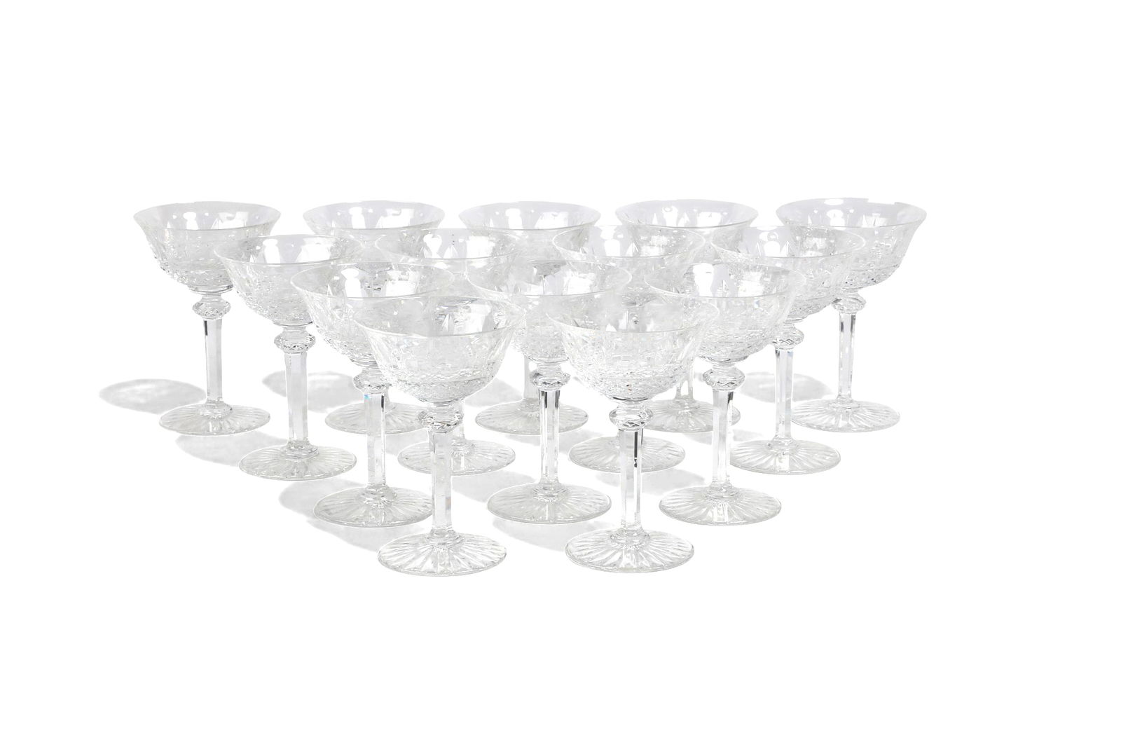 A Set Of Fourteen St. Louis Clear Glass Tommy Champagne Coupes, Modern ...