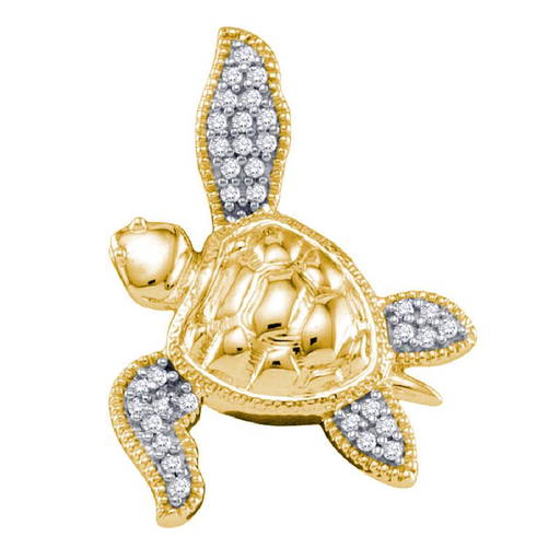 10k Yellow Gold Diamond Sea Turtle Tortoise Animal Fash