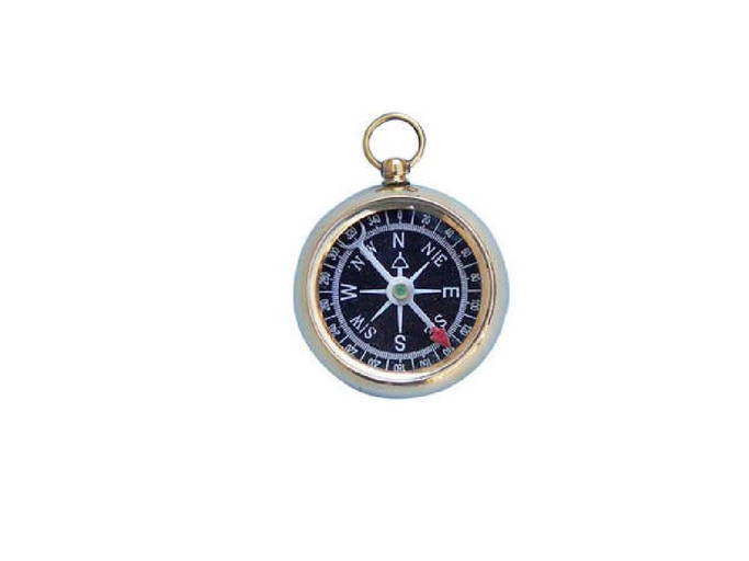 Solid Brass Beveled Black Faced Compass 2in.