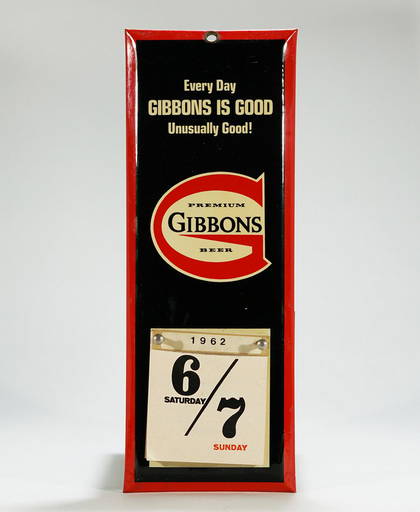 Gibbons Premium Beer 1962 Calendar Sign