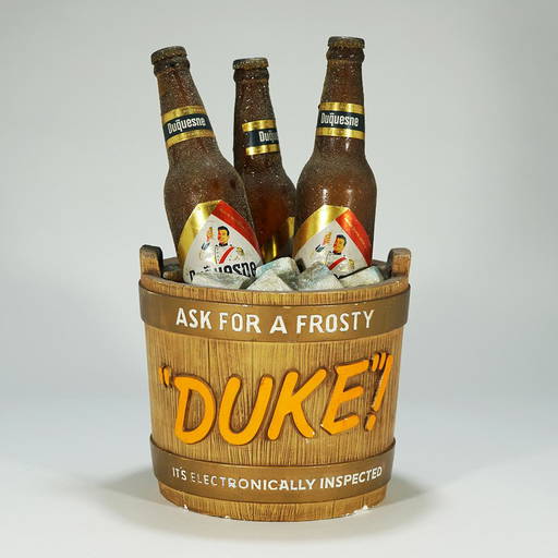 Duke Plaster Barrel Of Bottles Back Bar Statue 111