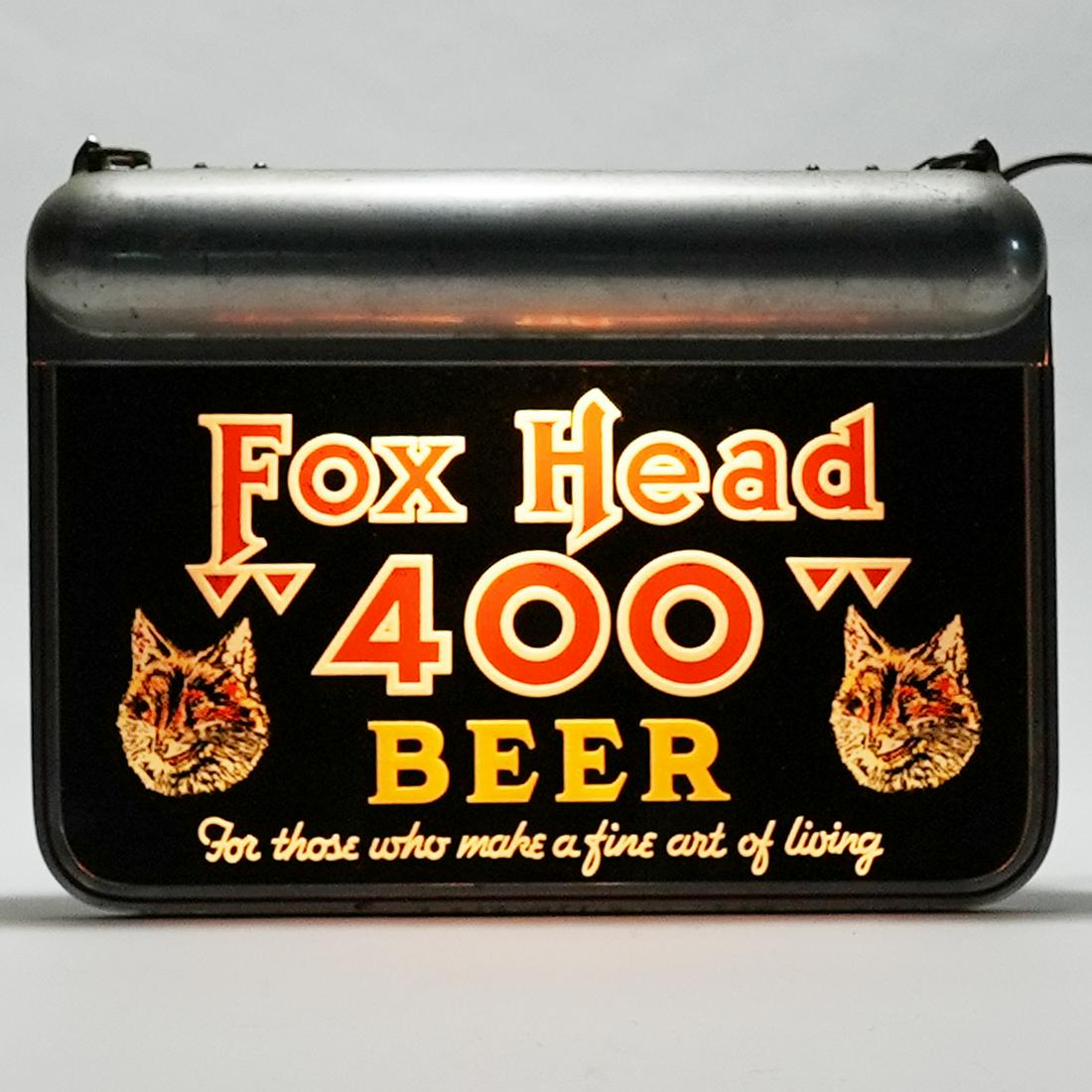 Fox Head 400 Beer Rog Illuminated Price Bros Sign