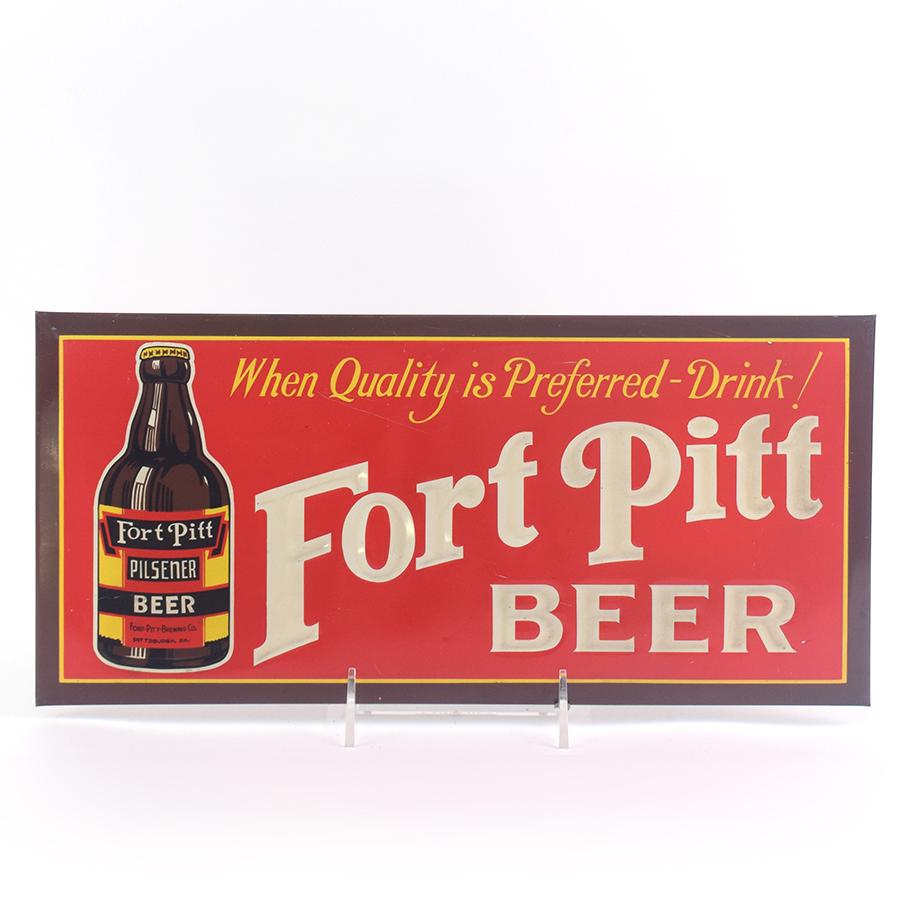 Fort Pitt Beer 1930s Tin-over-cardboard Sign Auction