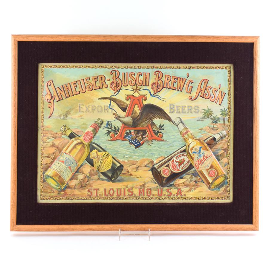 Anheuser-busch Brewing Assoc Pre-pro Embossed Tin Sign Rare Auction