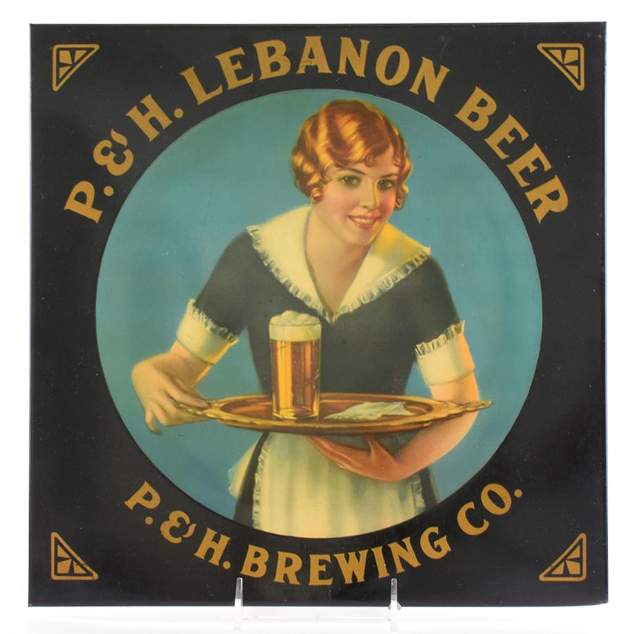 P And H Lebanon Beer 1930s Tin-over-cardboard Sign Rare Auction