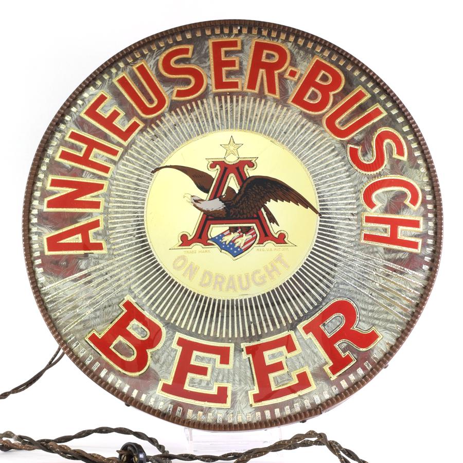 Anheuser-busch Beer Pre-pro Illuminated Corner Sign Wow Auction