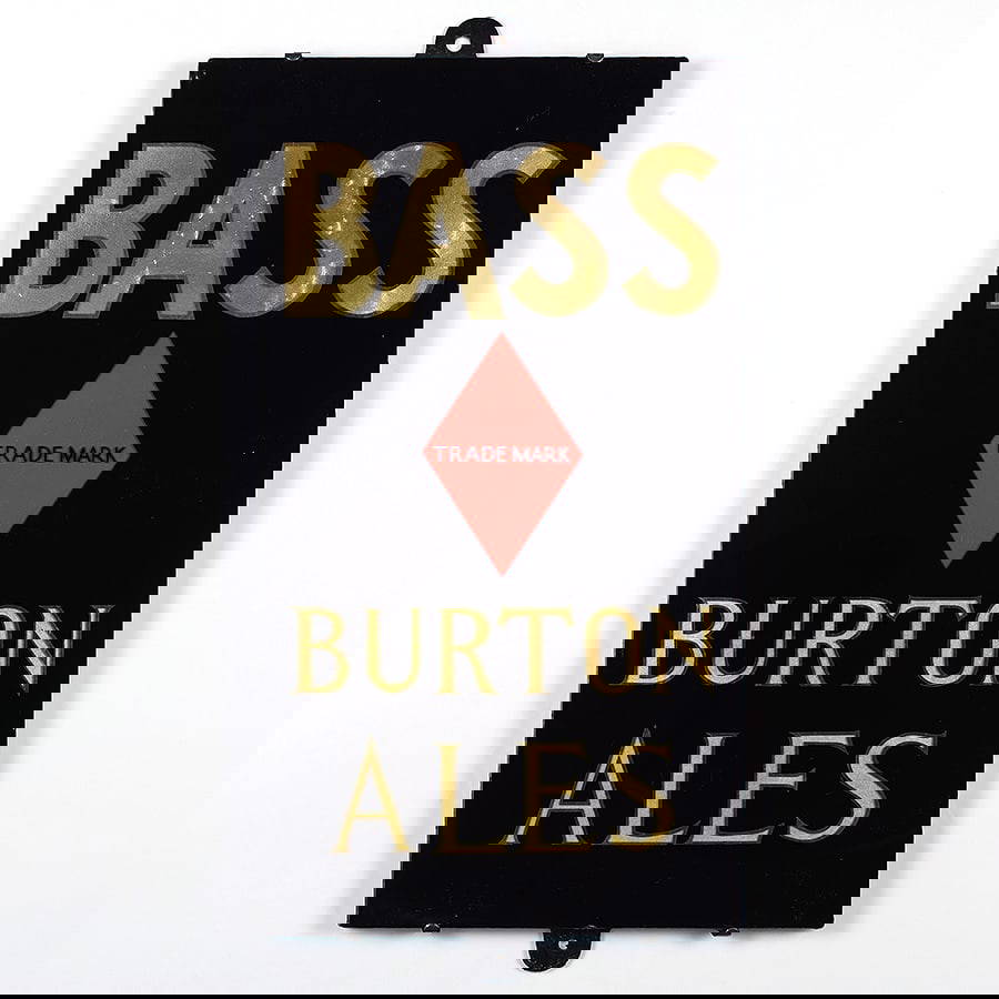 Bass Burton Ales English Pre-prohibition Glass & Slate Pub Sign Auction