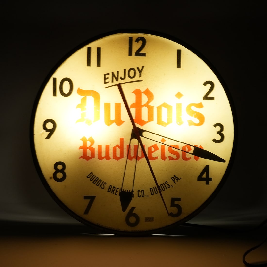 Dubois Enjoy Budweiser Illuminated Pam Clock Auction