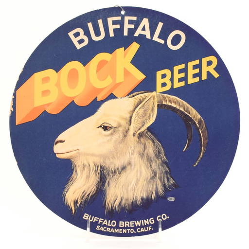 Buffalo Bock Beer 1930s Cardboard Sign