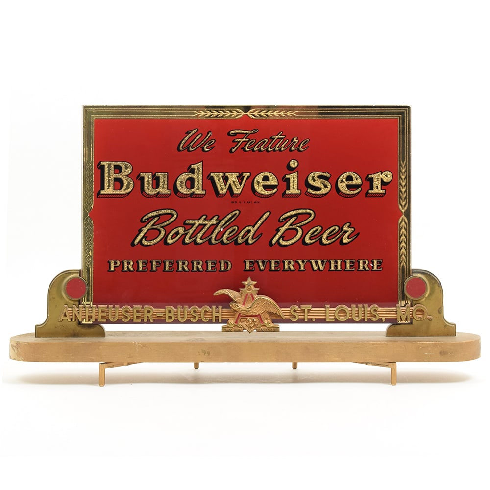 Budweiser Bottled Beer 1940s Rog Back Bar Sign Auction