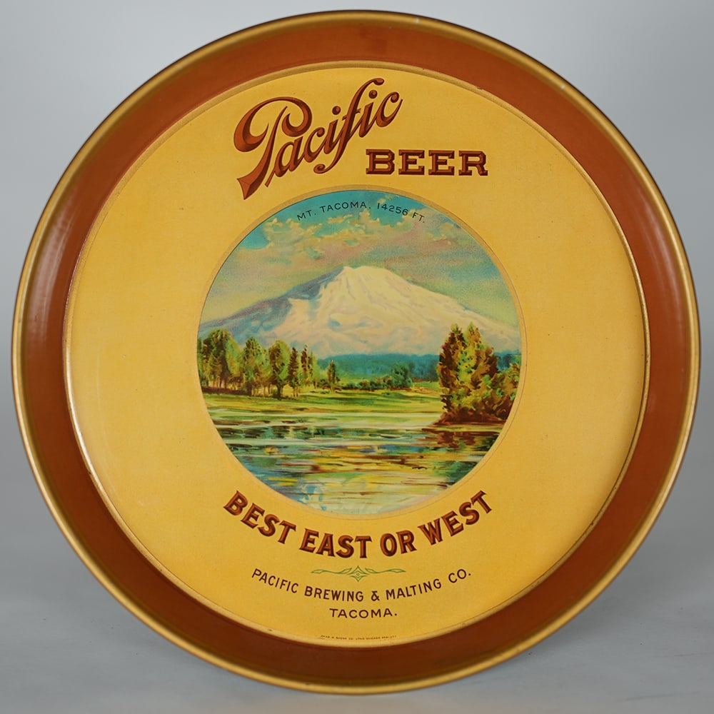 Pacific Beer Best East Or West Mt. Tacoma Advertising Tray Auction