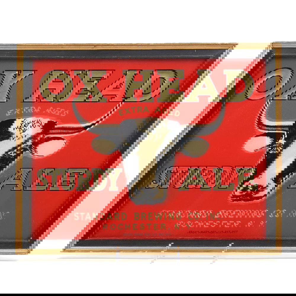 Ox Head Sturdy Ale 1940s Reverse Painted Sign Auction