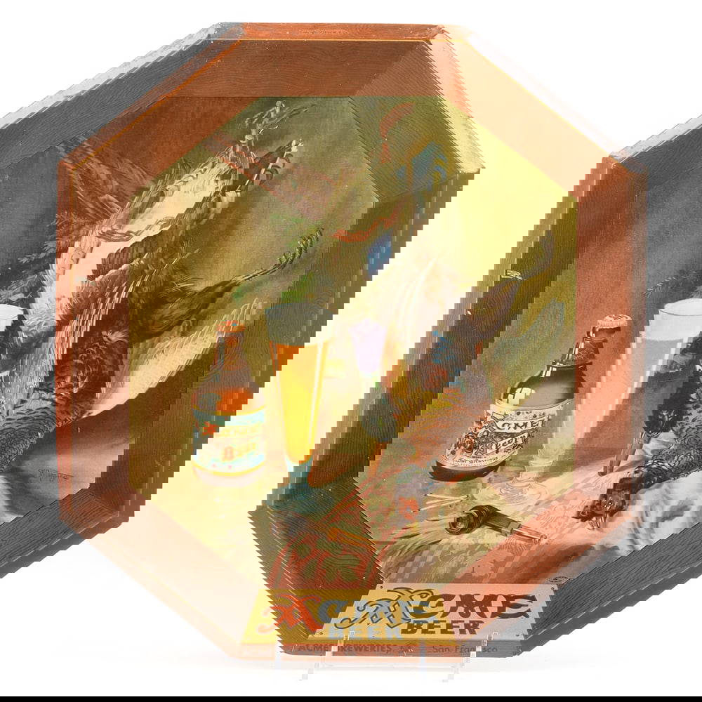 Acme Beer 1930s Tin Over Cardboard Sign Auction