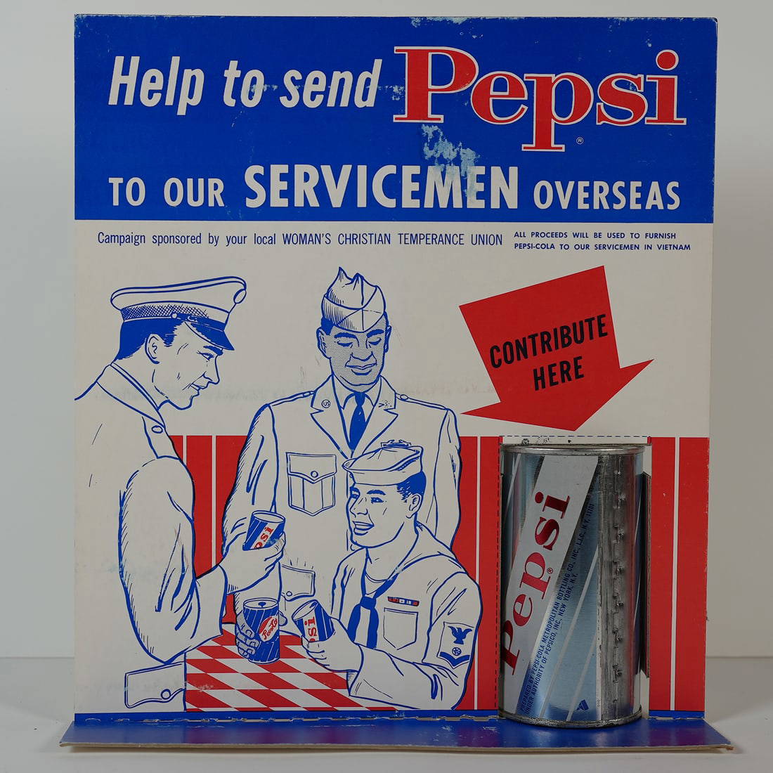 Pepsi Cola Bank Help Send To Vietnam Servicemen Cardboard Display Auction