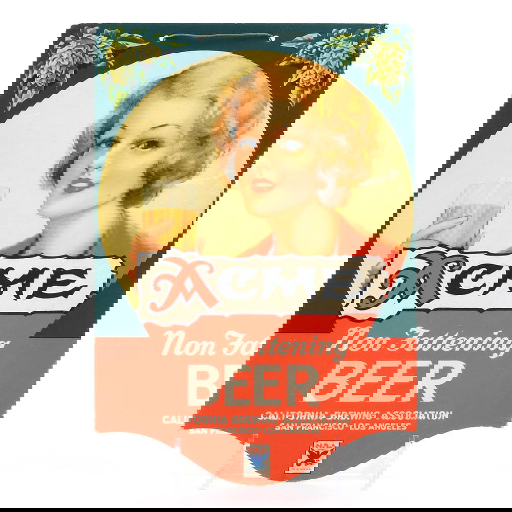 Acme Beer 1930s Cardboard Sign Auction