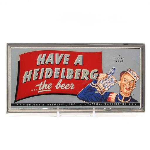 Heidelberg 1950s Reverse Painted Mirrored Glass Sign