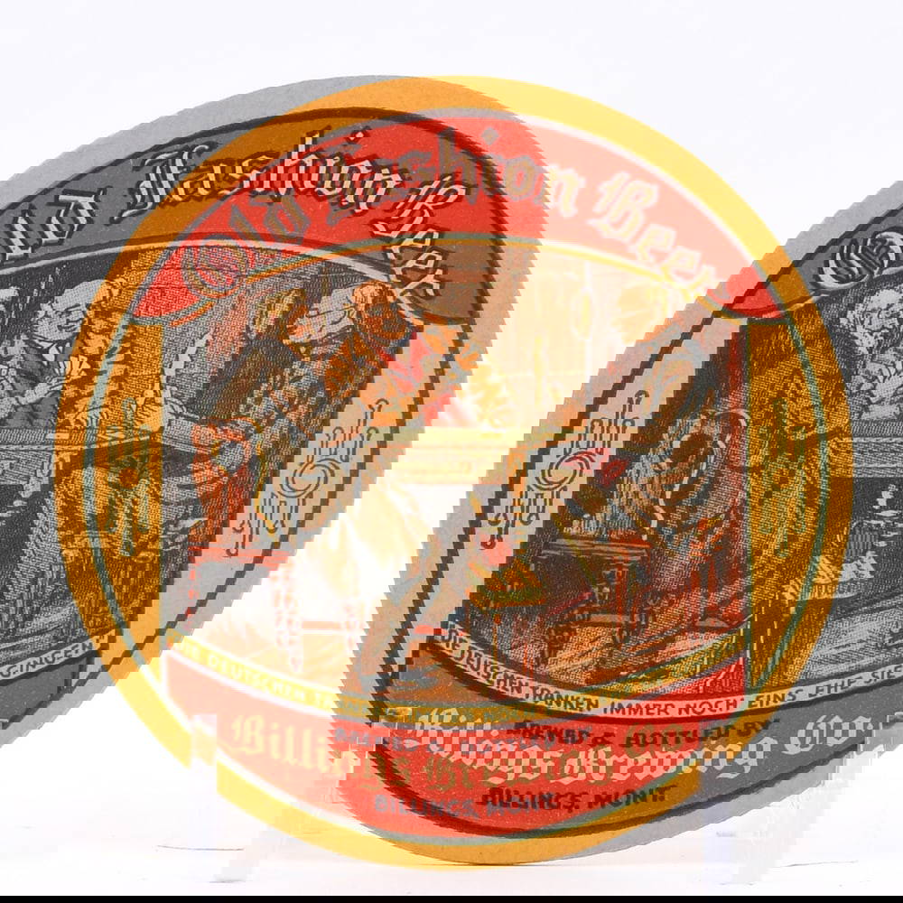 Old Fashioned Beer Full Color 1930s Coaster Billings Montana Rare Auction