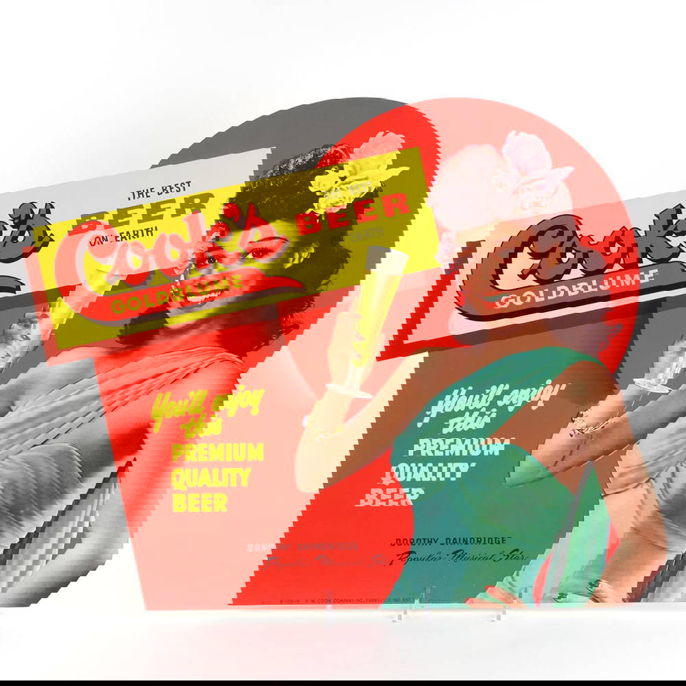 Cooks Beer 1950s Die Cut Cardboard Sign Dorothy Daindridge Error Rare ...