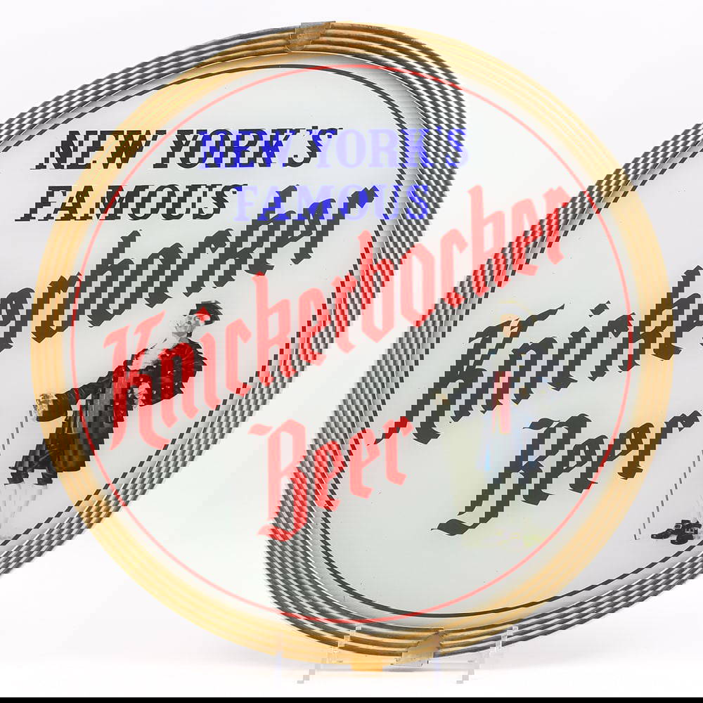 Knickerbocker Beer 1950s Reverse Painted Glass Sign Auction