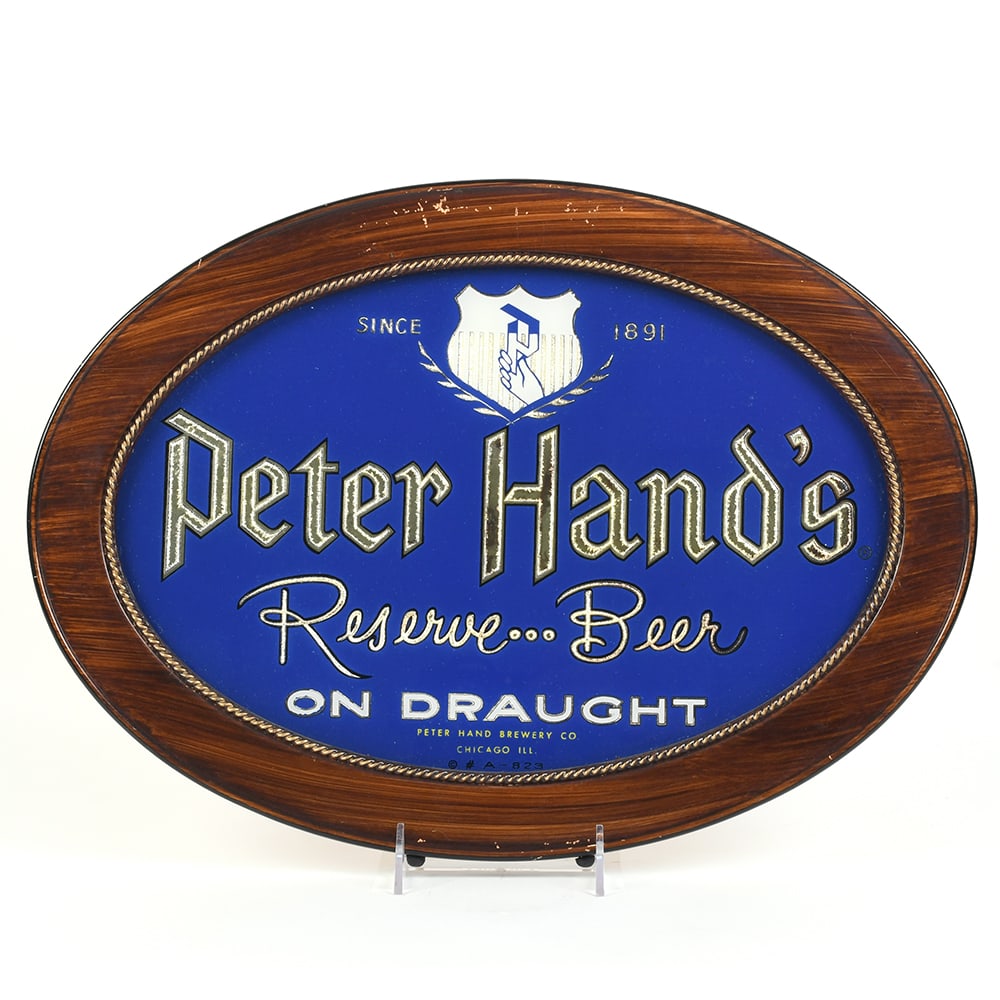 Peter Hand Reserve Beer 1940s Reverse Painted Glass Sign Auction