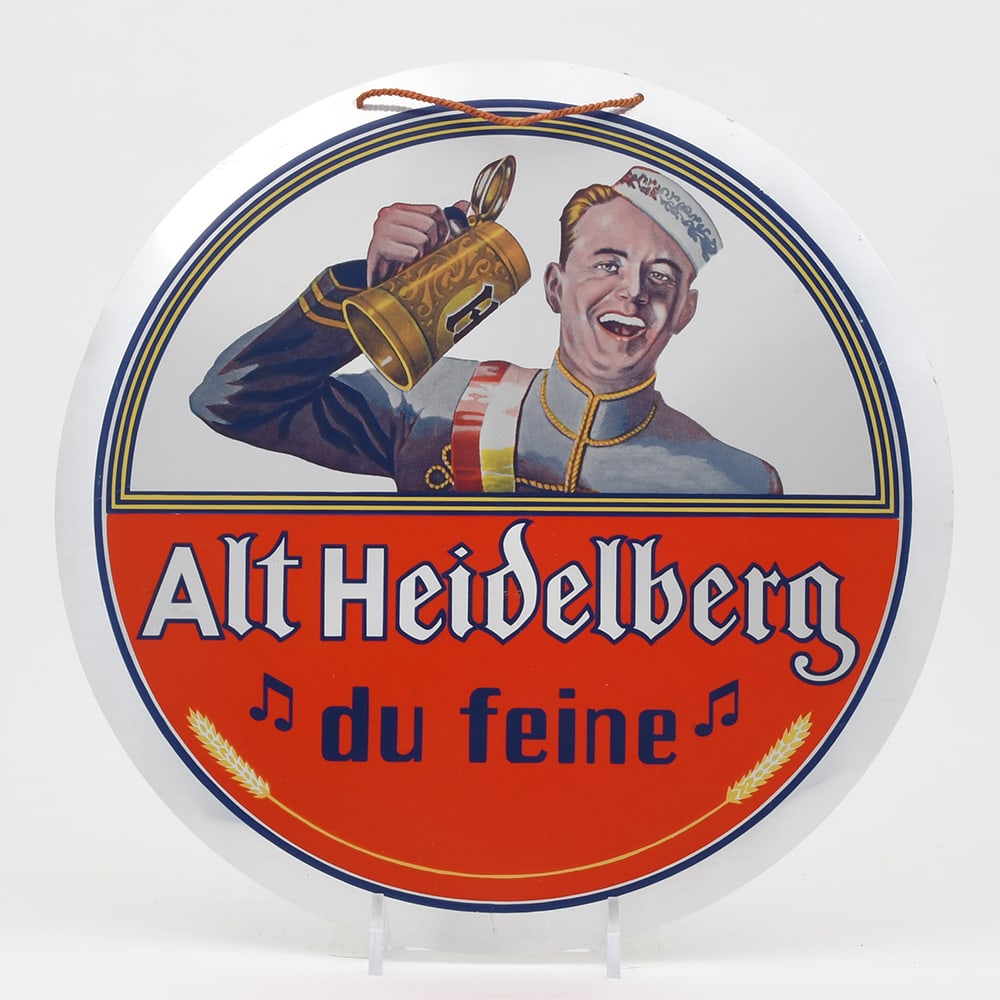 Alt Heidelberg 1930s Leyse Aluminum Sign Du Feine Scarce Clean Auction