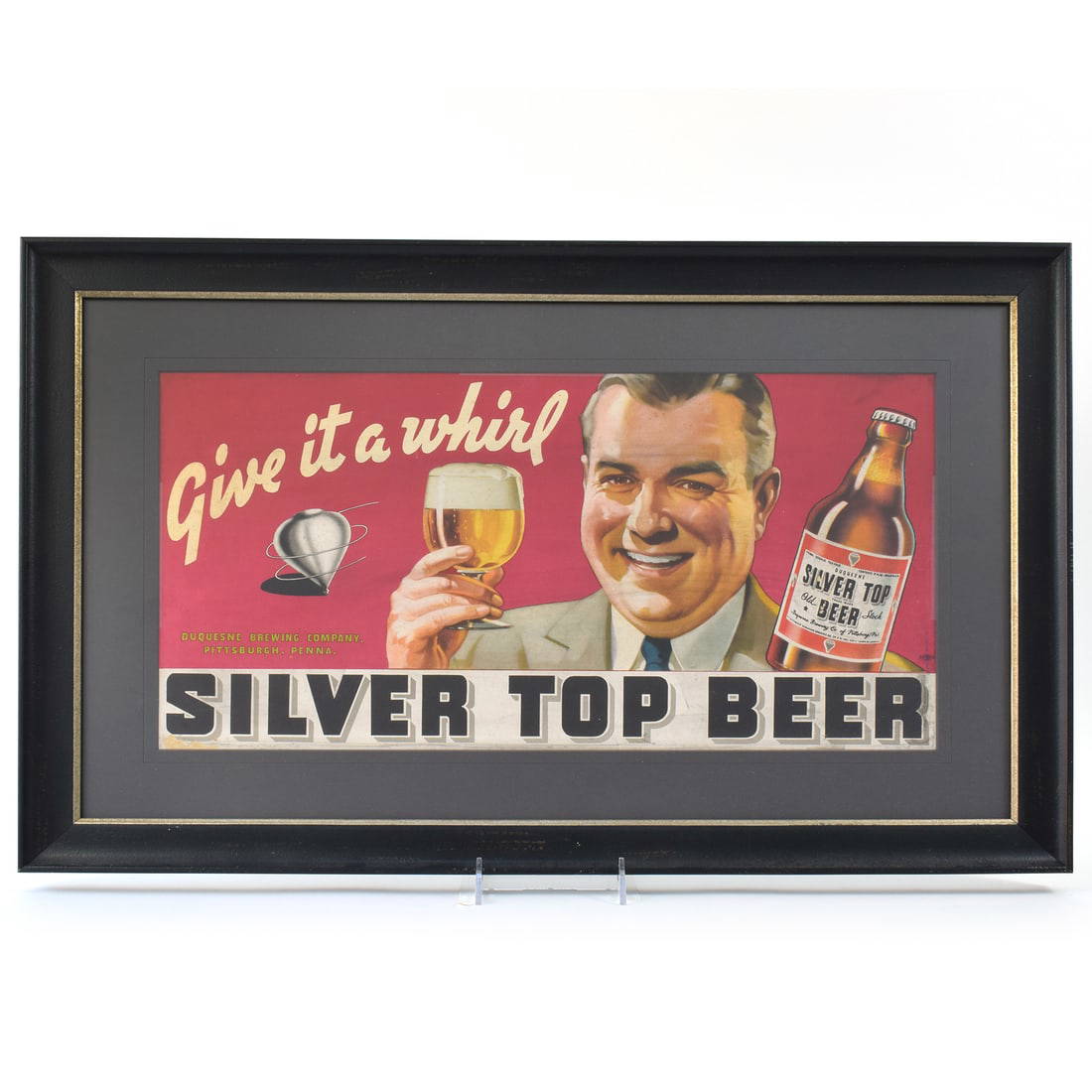 Silver Top Beer 1940s Give It A Whirl Steinie Bottle Trolley Sign Auction