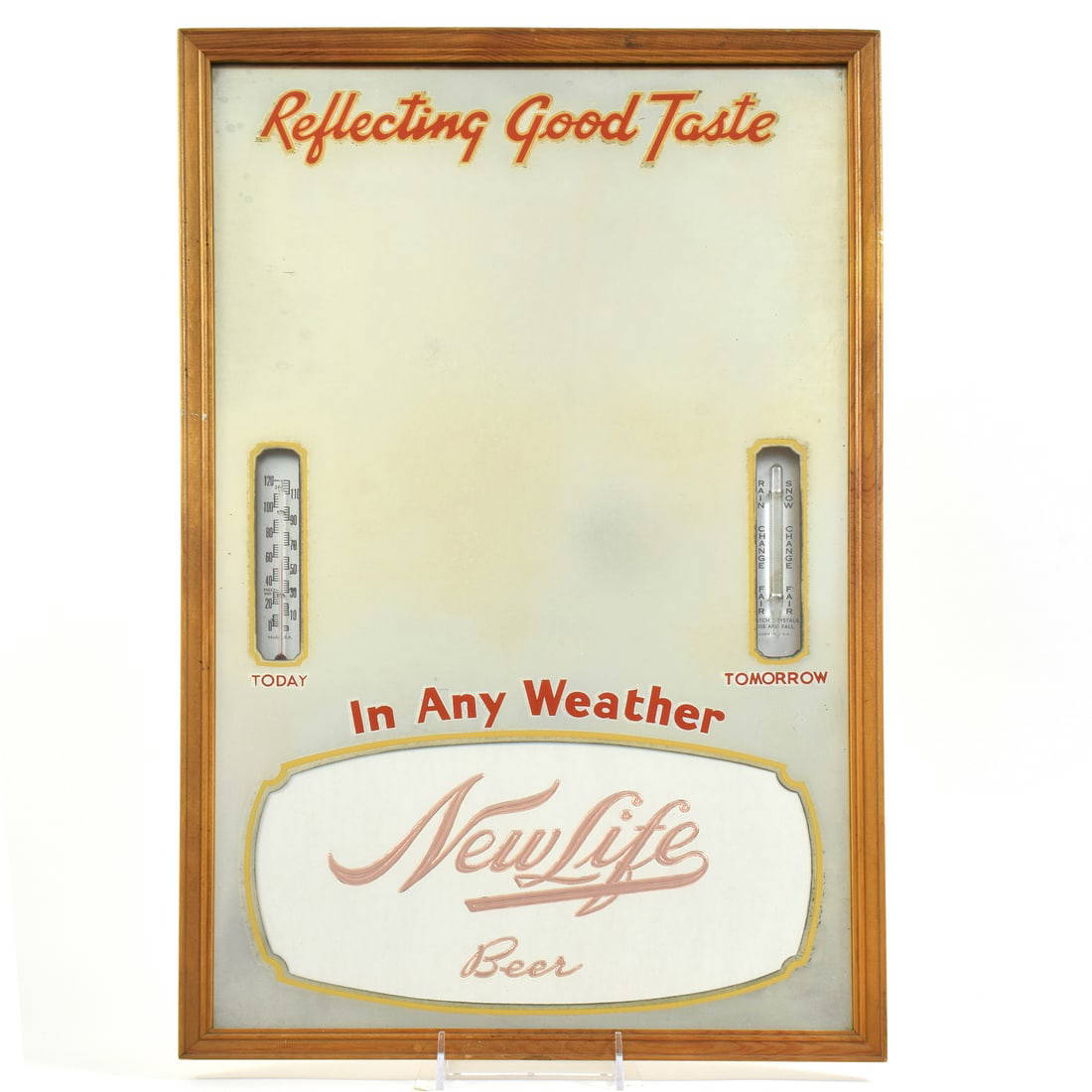 New Life Beer 1940s Mirrored Thermometer Sign Rare Auction