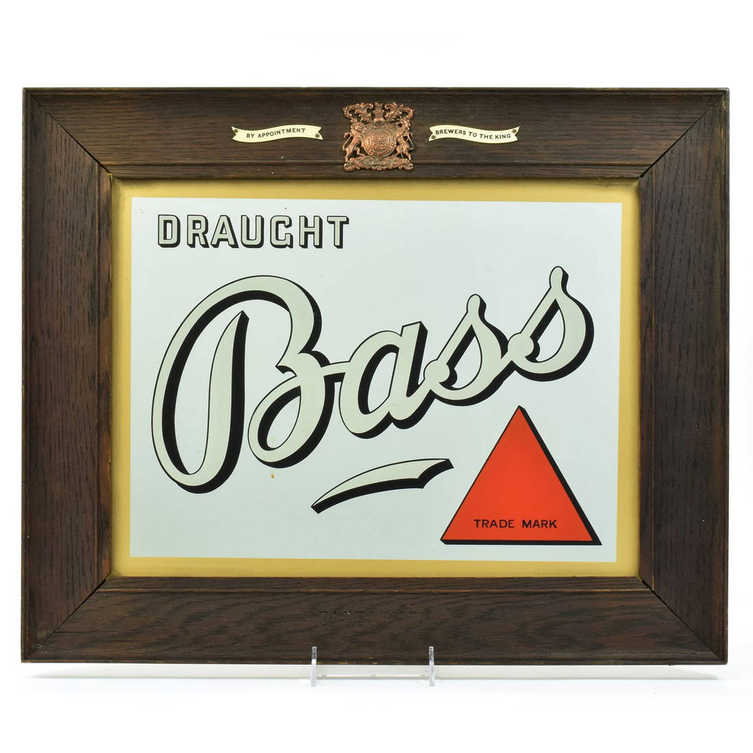Bass Draught English Reverse Painted Large Glass Sign Auction