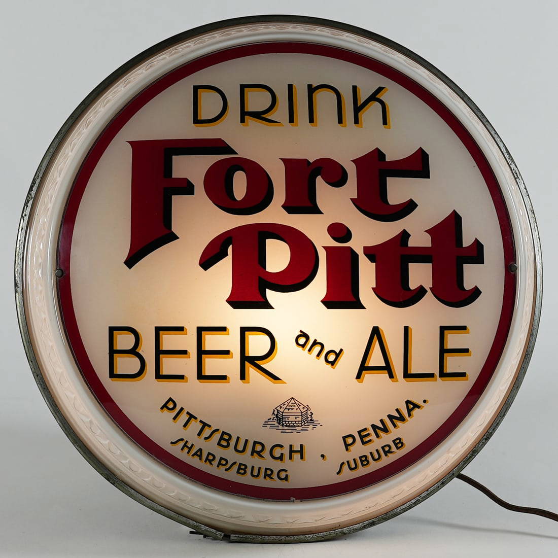 Fort Pitt Beer Ale Phoenix Milk Glass Rpg Illuminated Sign Very Rare ...