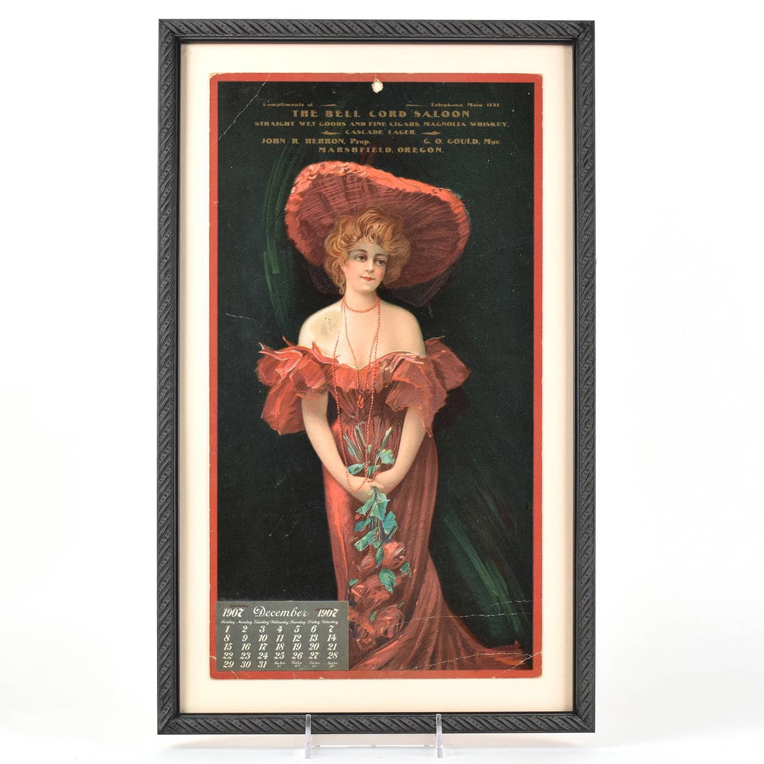 Bell Cord Saloon 1907 Calendar Cascade Lager Magnolia Whiskey - Jul 13 ...