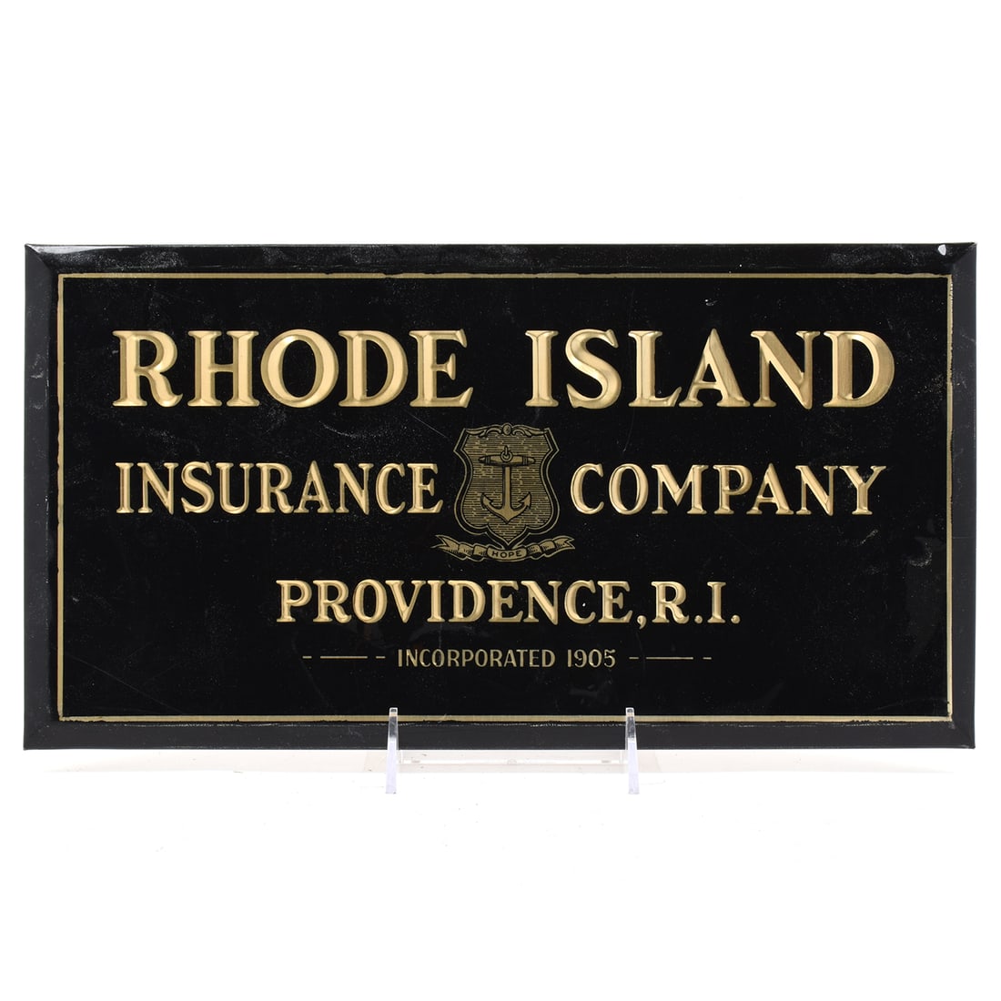 Rhode Island Insurance Company 1940s Tin-over-cardboard Sign Auction