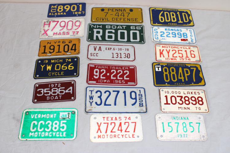 (18) 1950's 70's Motorcycle Plates